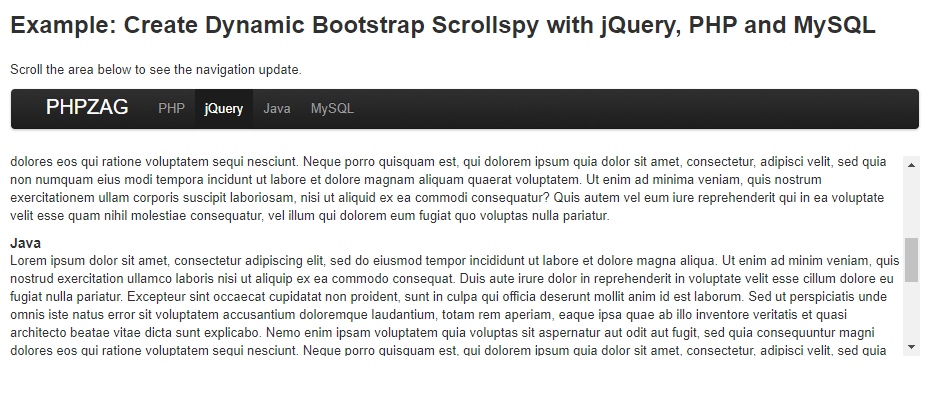 Create Dynamic Bootstrap Scrollspy With Php And Mysql